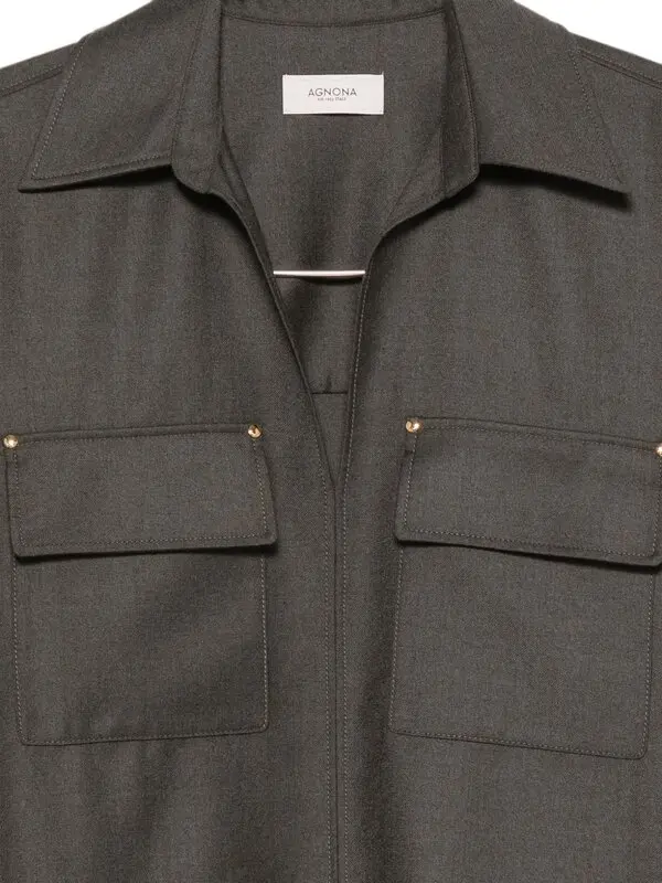 Agnona Chest Pocket Long Sleeve Blouse