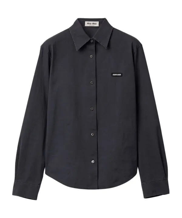 Miu Miu Stretch Poplin Shirt - Black
