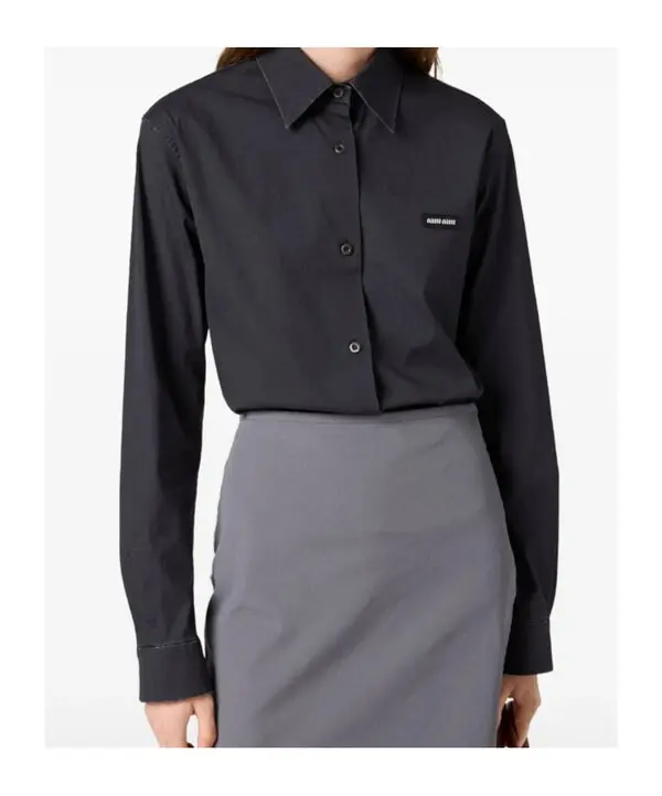 Miu Miu Stretch Poplin Shirt - Black