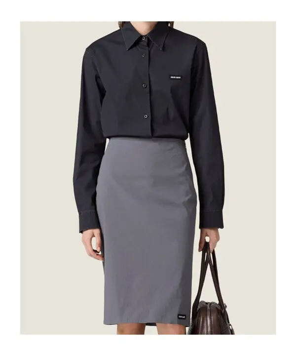 Miu Miu Stretch Poplin Shirt - Black