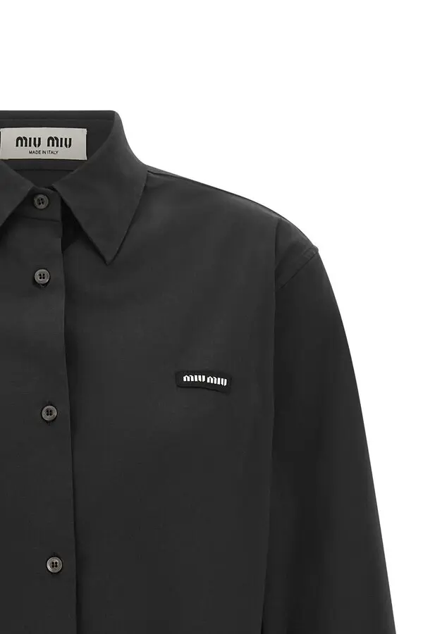 Miu Miu Stretch Poplin Shirt - Black