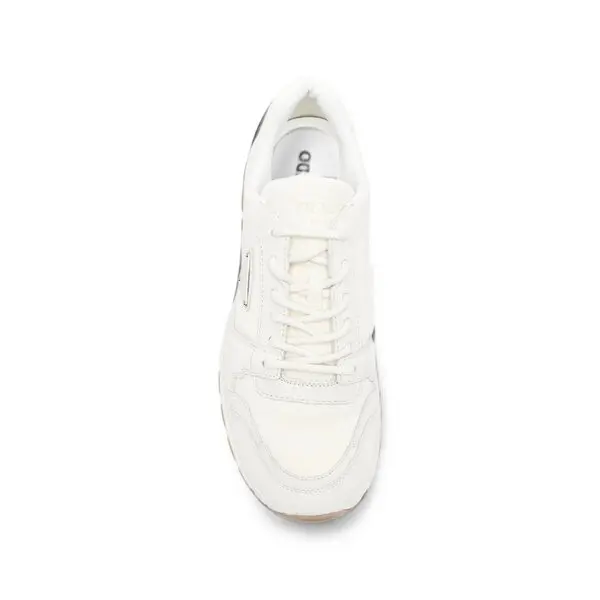 Prada Logo Plaque Round Toe Lace Up Sneakers