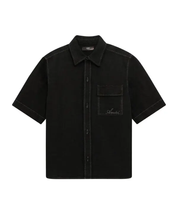 Amiri Script Linen Short-sleeve Shirt