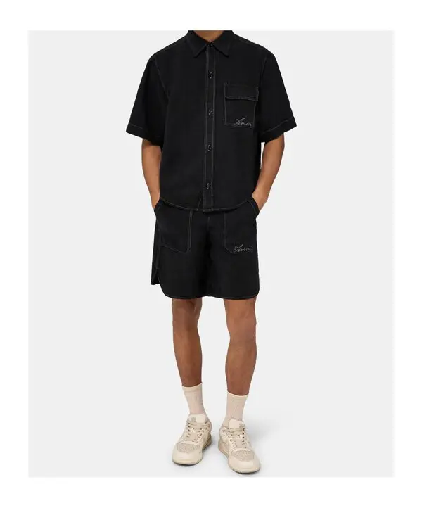 Amiri Script Linen Short-sleeve Shirt