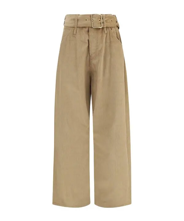 DARKPARK Dalila Belted Corduroy Wide-leg Trousers - Beige