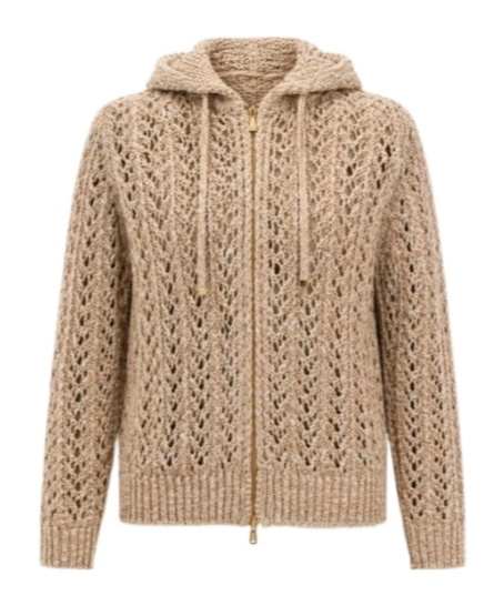 Eleventy Drawstring Hood Knit Top With Cut-out Details