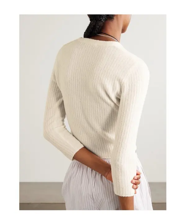 JAMES PERSE Cropped Ribbed Wool-blend Sweater