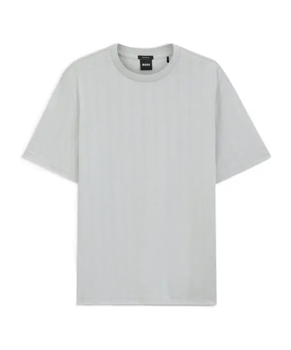 Hugo Boss Regular-fit Textured T-shirt - Light Blue