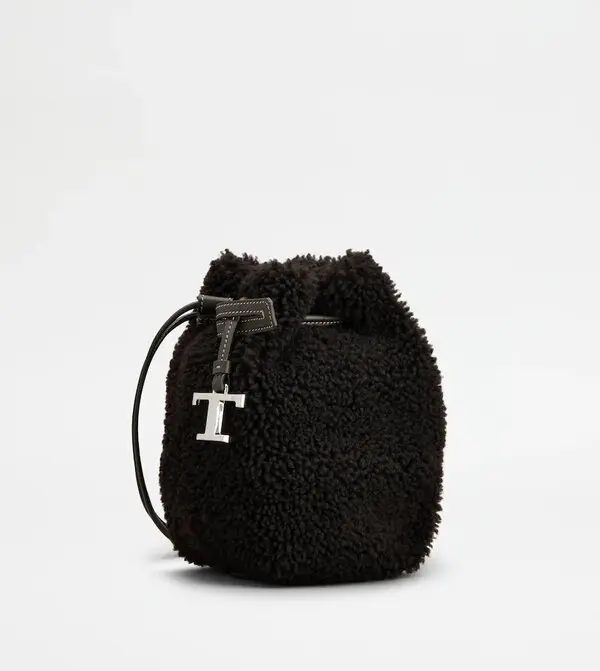 TOD'S Micro Shearling Bucket Bag