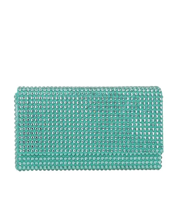 Amina Muaddi Embellished Satin Clutch - Blue