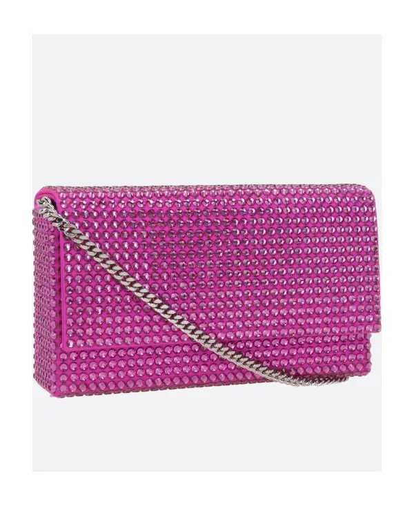 Amina Muaddi Embellished Satin Handbag