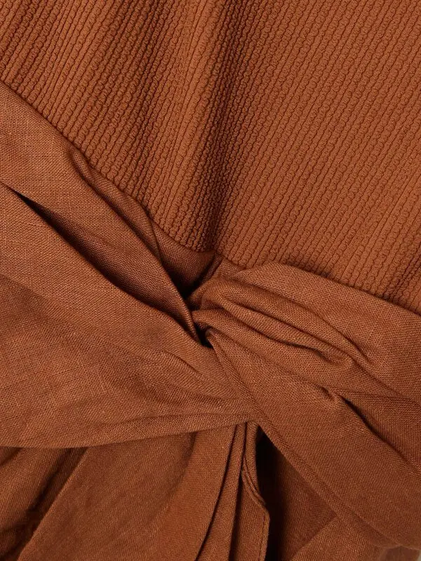 Johanna Ortiz Linen And Ribbed-knit Dress