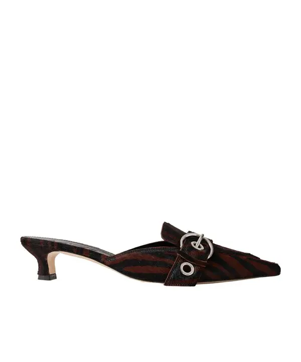 AeydĒ Zebra-print Pony Hair Mules