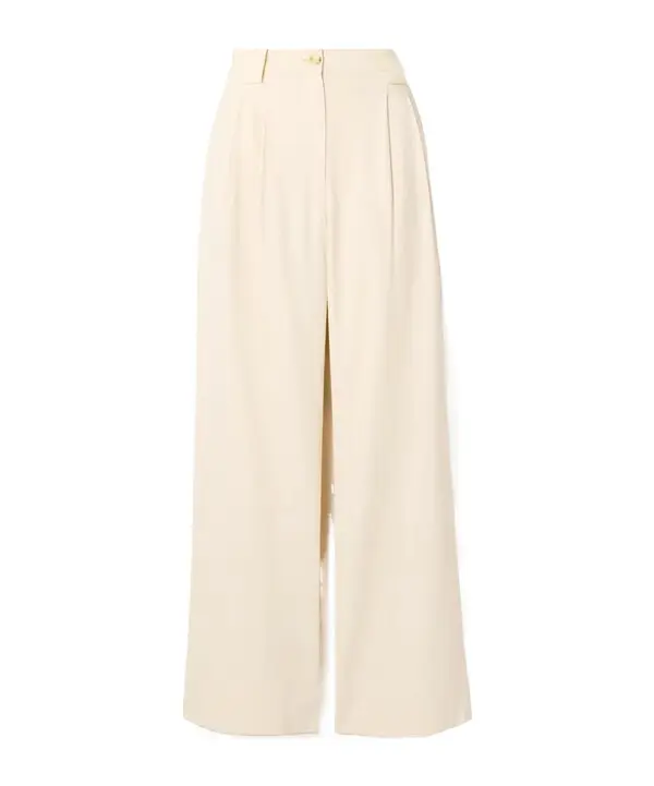 A.L.C. Pleated Linen-blend Twill Wide-leg Trousers