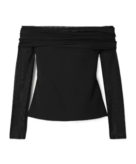 Cushnie One-shoulder Top With Sheer Sleeves