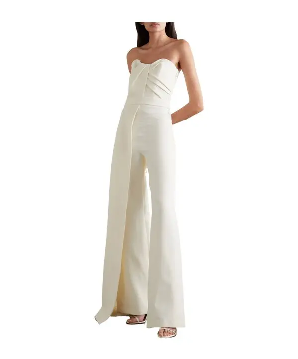 SAFIYAA LONDON Strapless Draped Overlay Jumpsuit - Nude