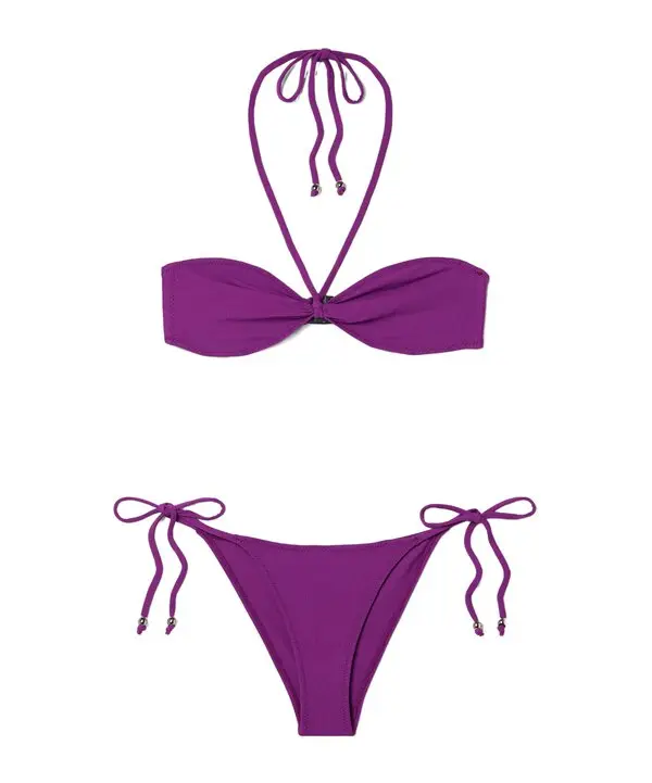 Lisa Marie Fernandez Crinkled Fabric Halter Bikini - No