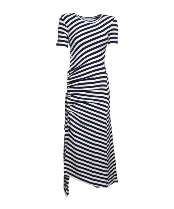 Rabanne Striped Draped Midi Dress