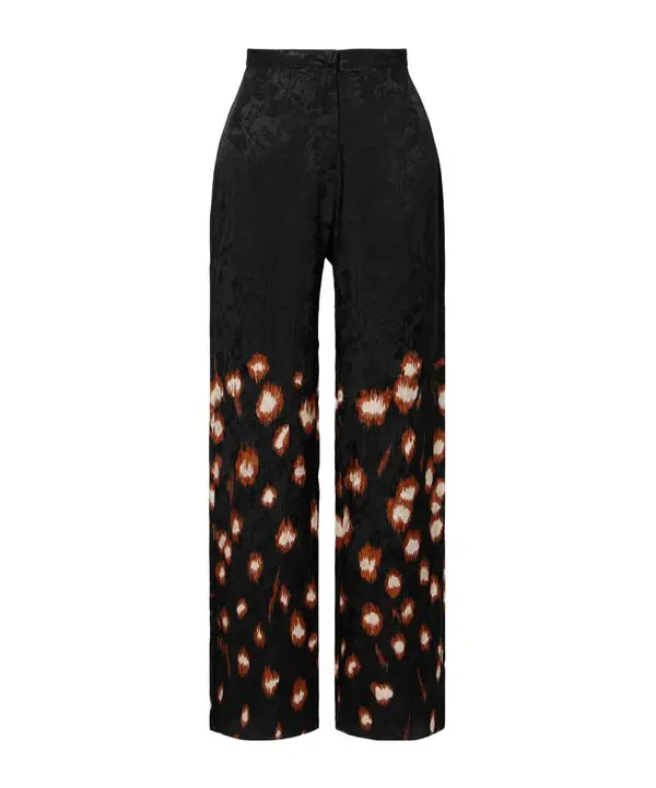 Johanna Ortiz Printed Jacquard Satin Straight-leg Pants