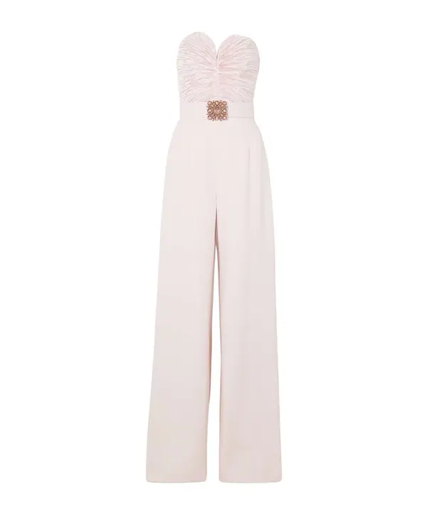 Andrew Gn Satin Crepe Jumpsuit With Embellished Belt - No