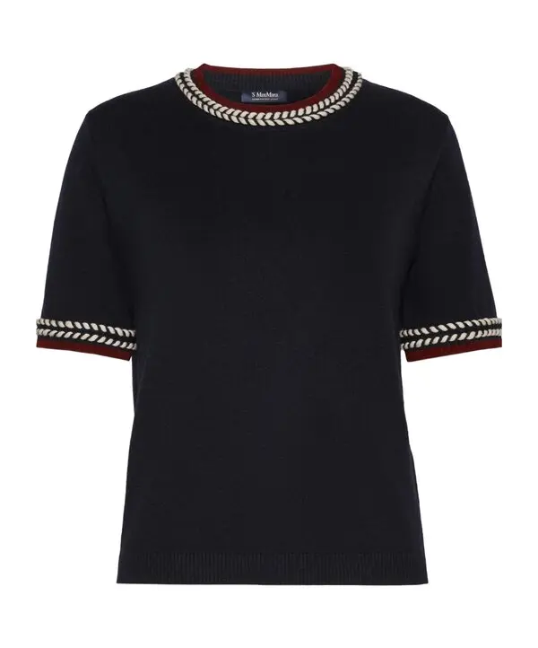 Max Mara Short-sleeved Knitwear With Contrasting Trim - Black
