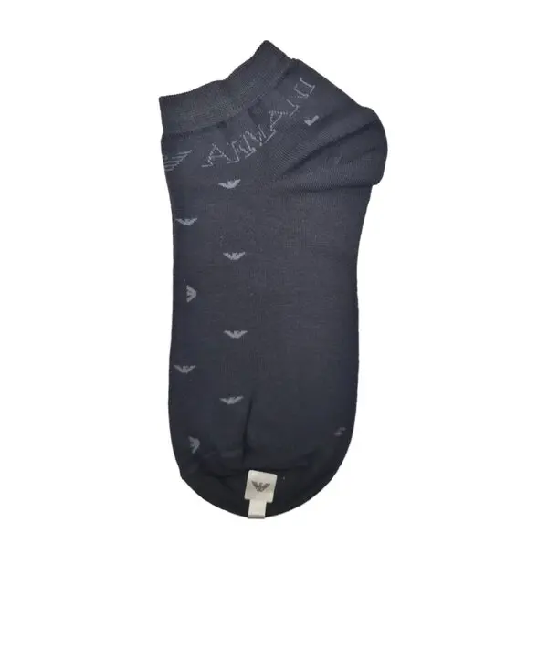 Emporio Armani Ribbed Ankle Socks With Monogram Pattern - No