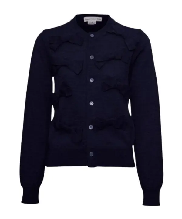 Comme Des Garçons Single-breasted Knit Cardigan With Bow Detail