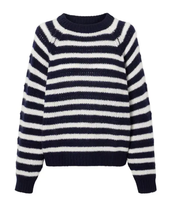 LISA YANG Striped Loose Crew Neck Sweater - No