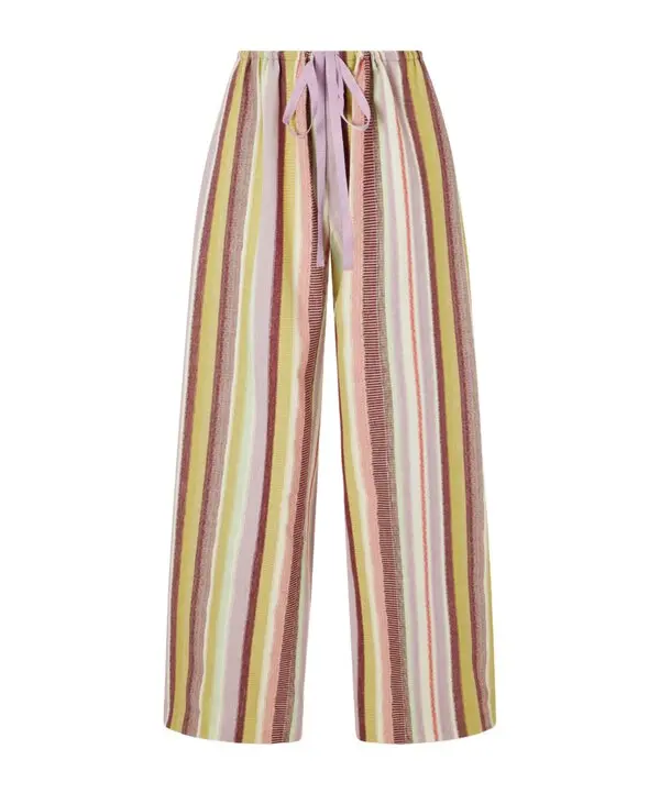 Anna Sui Mesa Striped Cotton-blend Straight-leg Drawstring Pants
