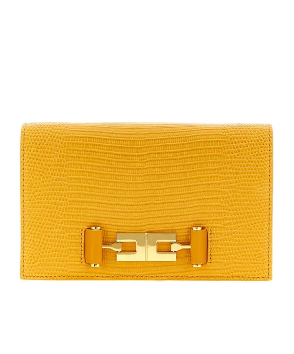 Elisabetta Franchi Lizard-effect Chain Shoulder Bag - Beige