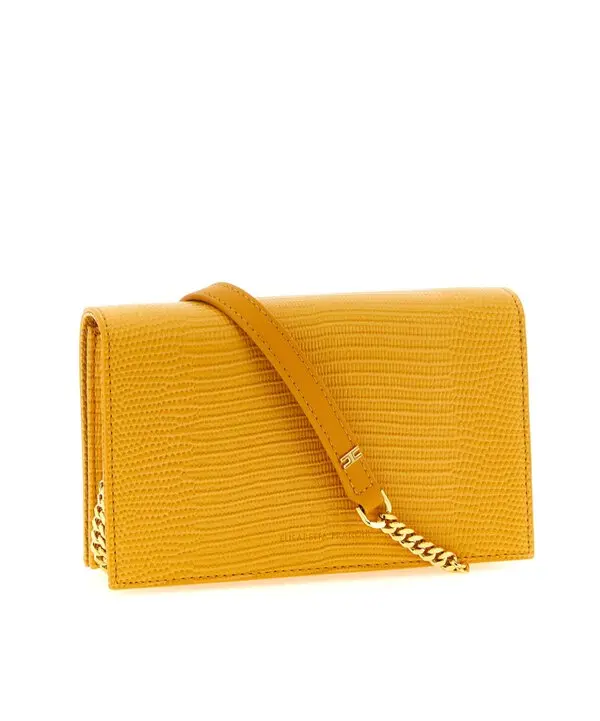 Elisabetta Franchi Lizard-effect Chain Shoulder Bag - Beige