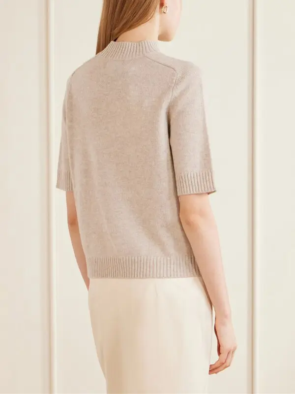 Loulou De Saison Mock Neck Half Sleeve Knit Top - Nude