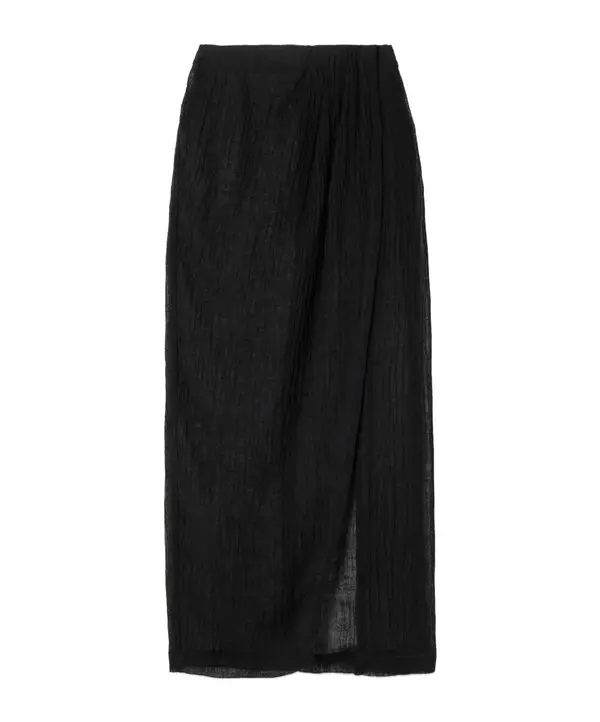 Lisa Marie Fernandez Pleated Crinkled Linen-blend Gauze Pareo - Black