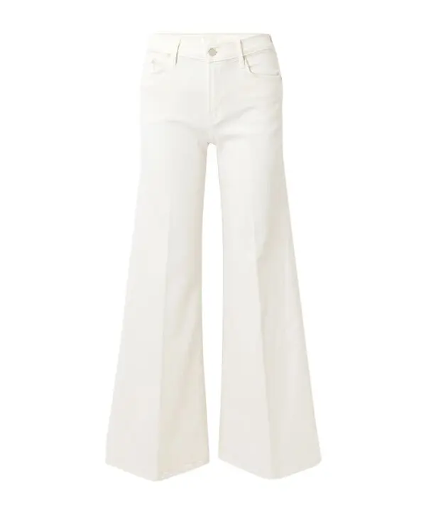 MOTHER Mid-rise Wide-leg Jeans - White