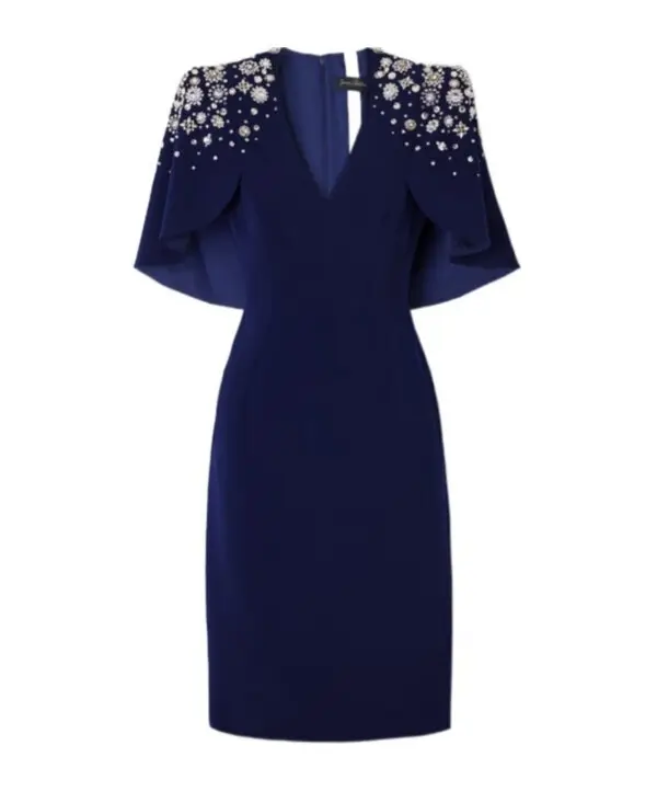 Jenny Packham Embellished Crepe Midi Dress