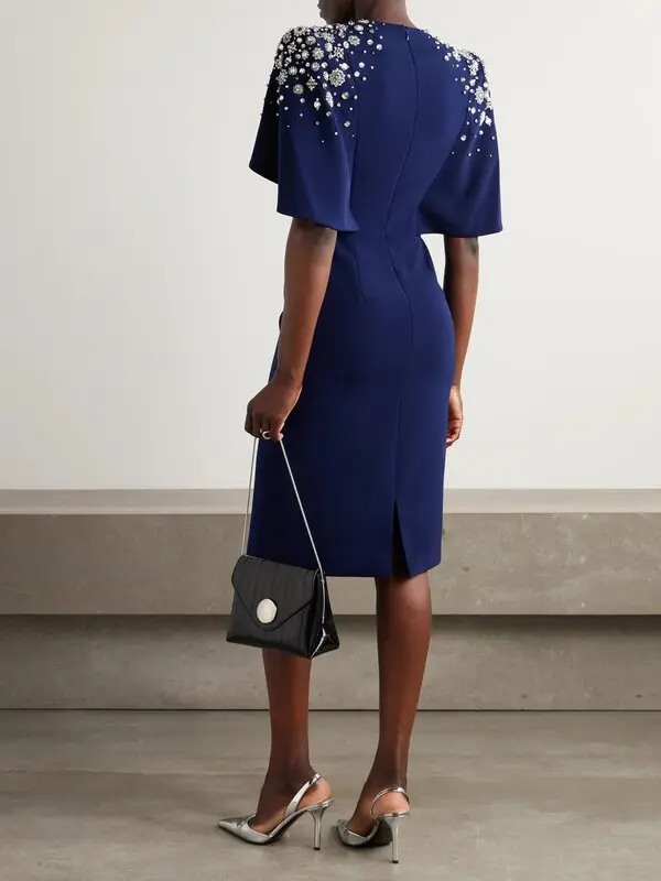 Jenny Packham Embellished Midi Dress With Flowy Sleeves