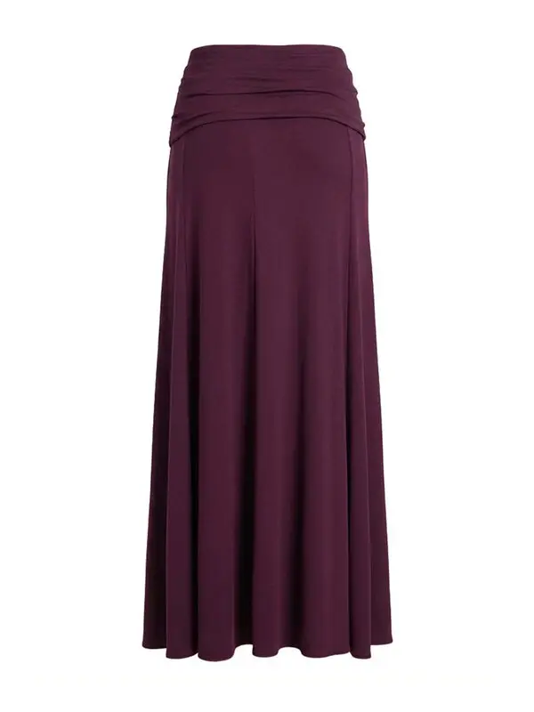 Rabanne Burgundy Diagonal Ruched Long Skirt