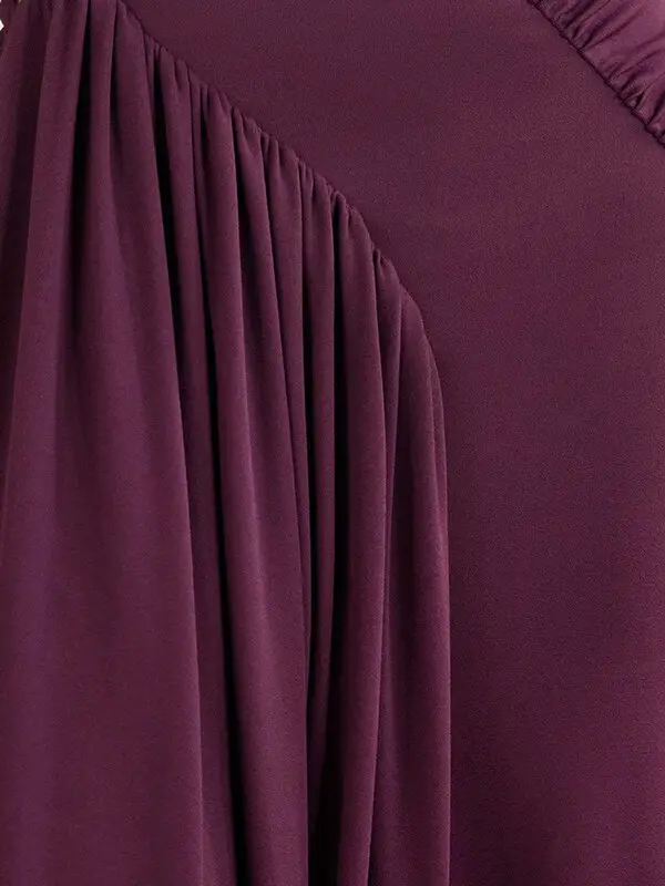 Rabanne Burgundy Diagonal Ruched Long Skirt