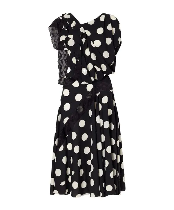 Junya Watanabe Polka Dot Midi Dress With Lace Trim