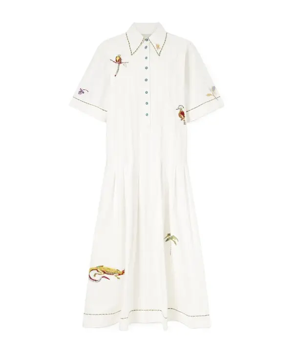 ALEMAIS Cotton Embroidered Midi Dress