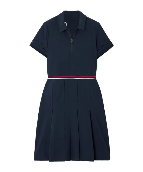 Bogner Pleated Laser-cut Striped Stretch-jersey Golf Dress