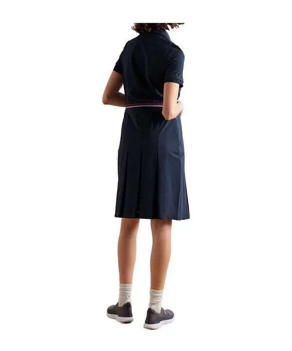 Bogner Pleated Laser-cut Striped Stretch-jersey Golf Dress