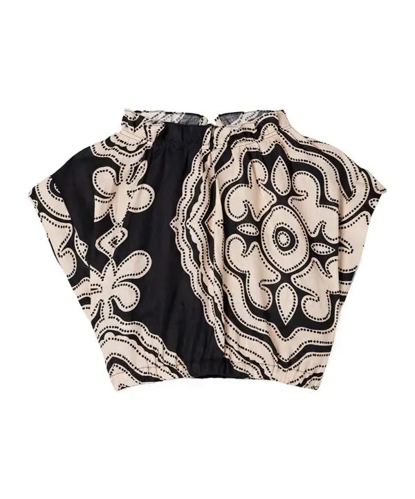 LEMLEM Muna Cropped Printed Linen Top