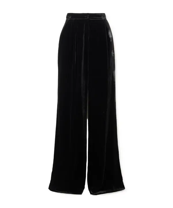 Saloni Velvet Wide-leg Trousers