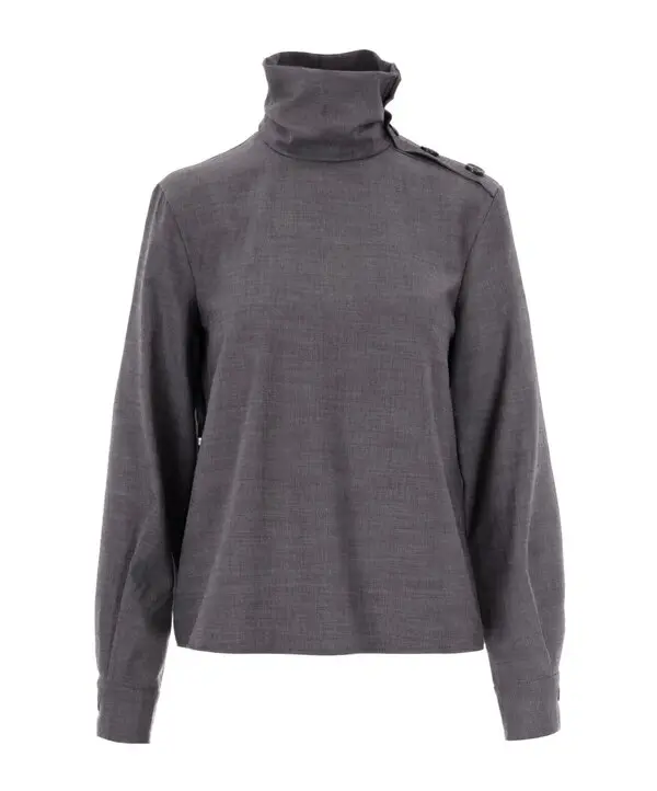 Patrizia Pepe Straight Hem High Neck Blouse