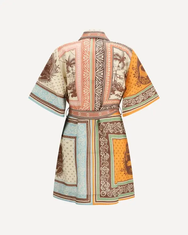 ALEMAIS Alberta Printed Mini Shirt Dress