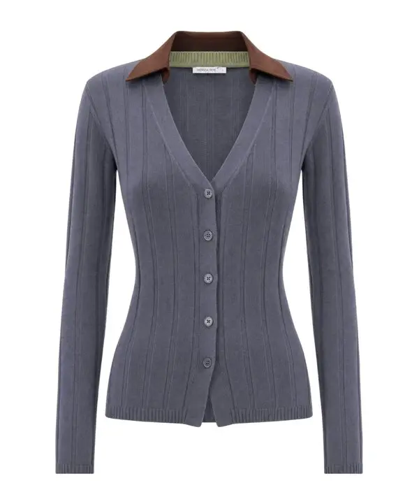 Patrizia Pepe Ribbed Colour-block Cardigan