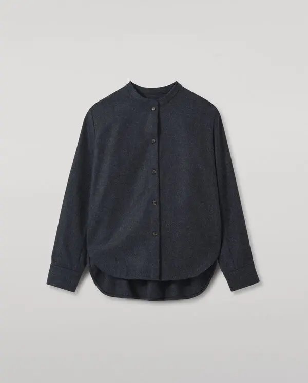 Johnstons Of Elgin Wool & Cashmere Blend Grandad Collar Shirt