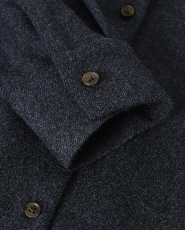 Johnstons Of Elgin Wool & Cashmere Blend Grandad Collar Shirt