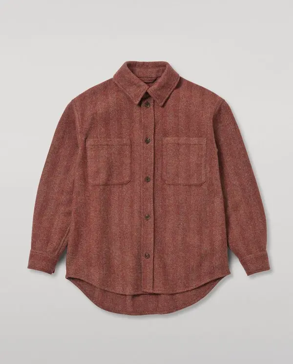 Johnstons Of Elgin Atholl Herringbone Overshirt - Red